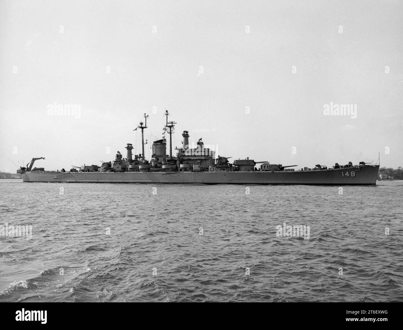 USS Newport News (CA-148) underway, circa in 1949 (7577575 Stock Photo ...