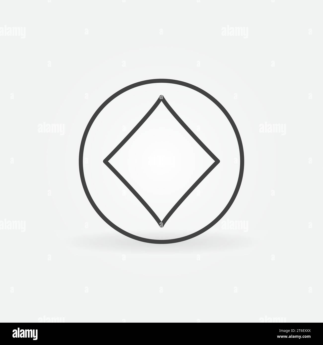 Diamonds Playing Card Suit vector concept round icon or symbol in thin ...
