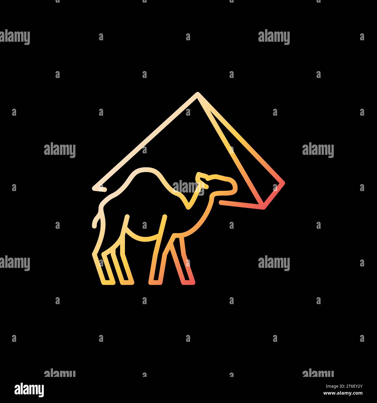 Egyptian Camel and Egypt Pyramid vector concept outline colorful icon ...