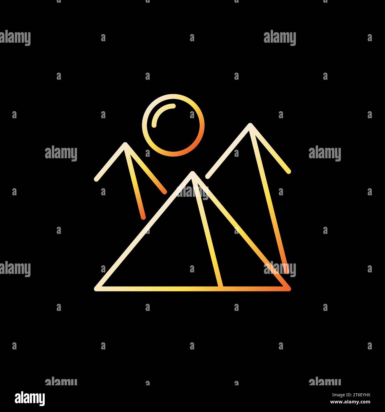 Sun and Egypt Pyramids vector Egyptian Landscape concept linear ...