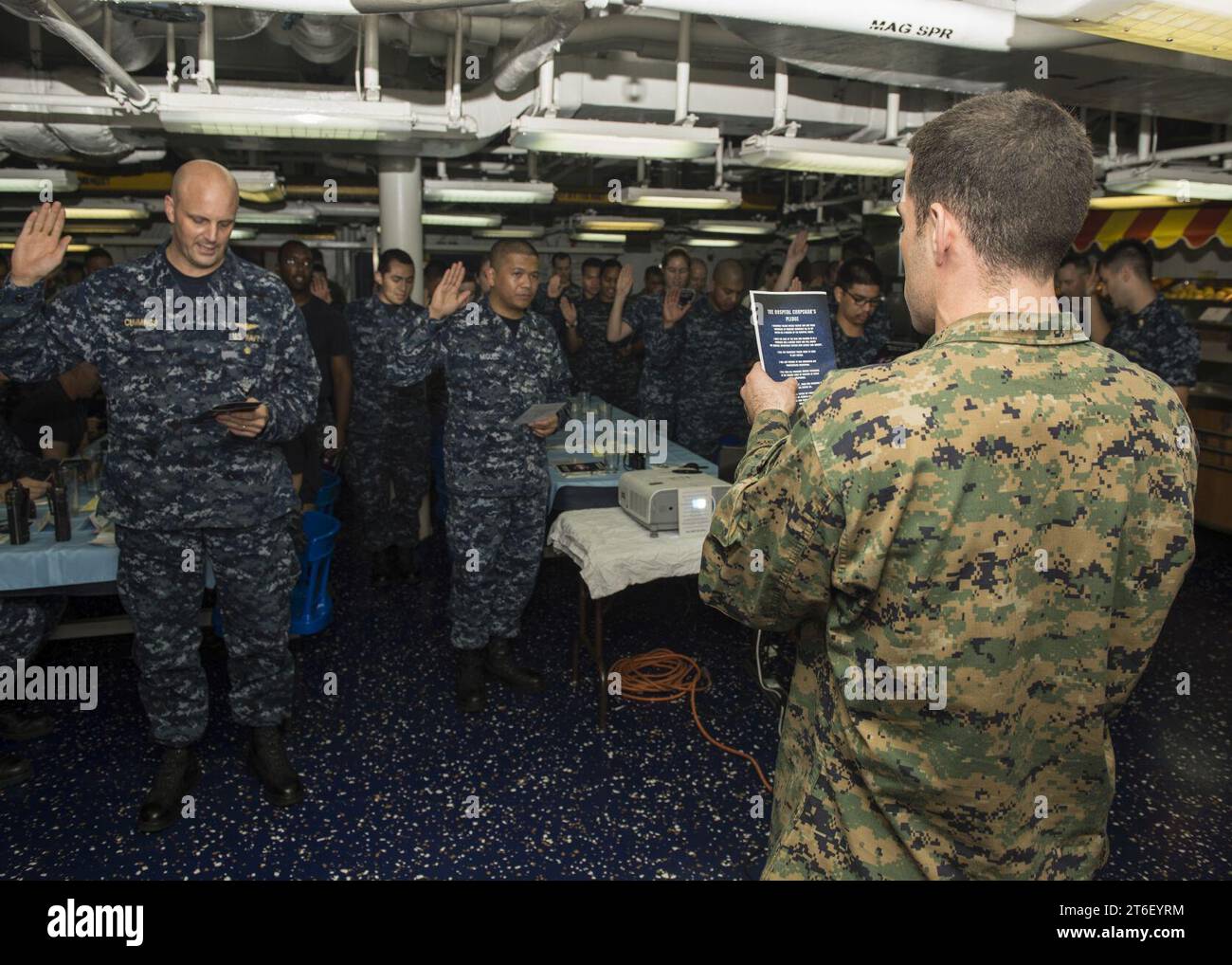 USS Nimitz sailors recite pledge 130617 Stock Photo - Alamy