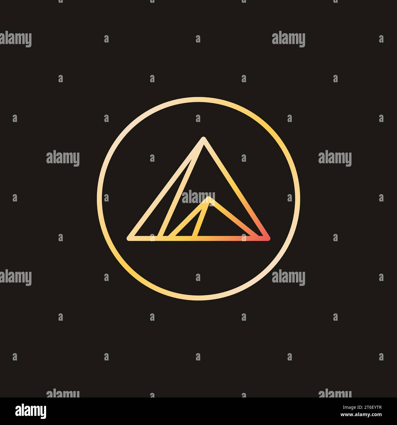 Circle with Egypt Pyramids vector concept thin line colorful icon on ...