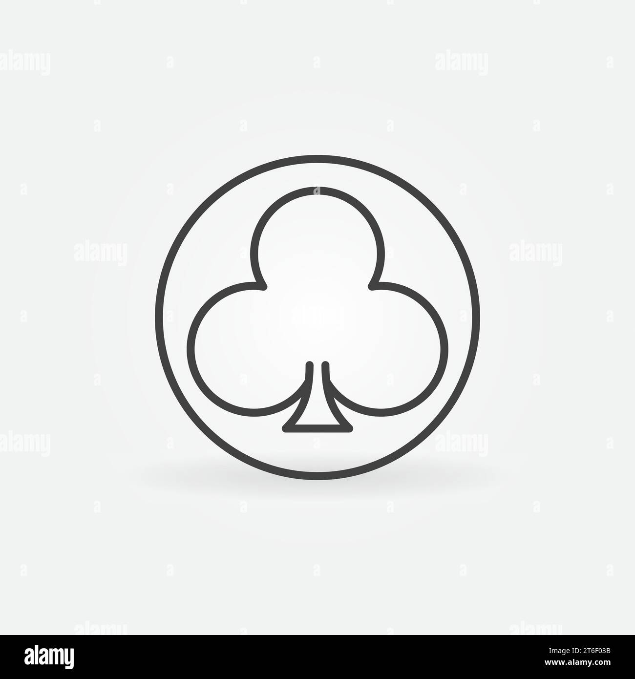 Circle with Clubs Playing Card Suit vector concept thin line icon or ...