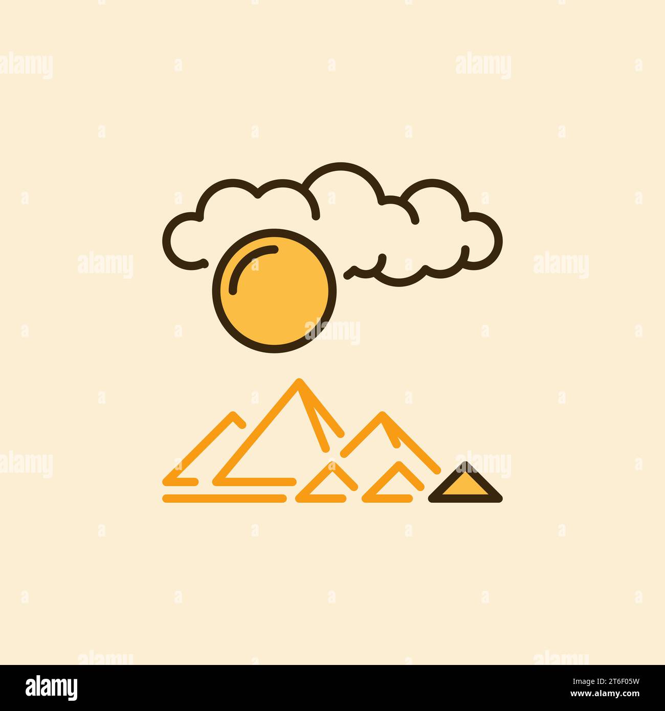 Egyptian Pyramids and Sun with Cloud vector Egypt History concept ...