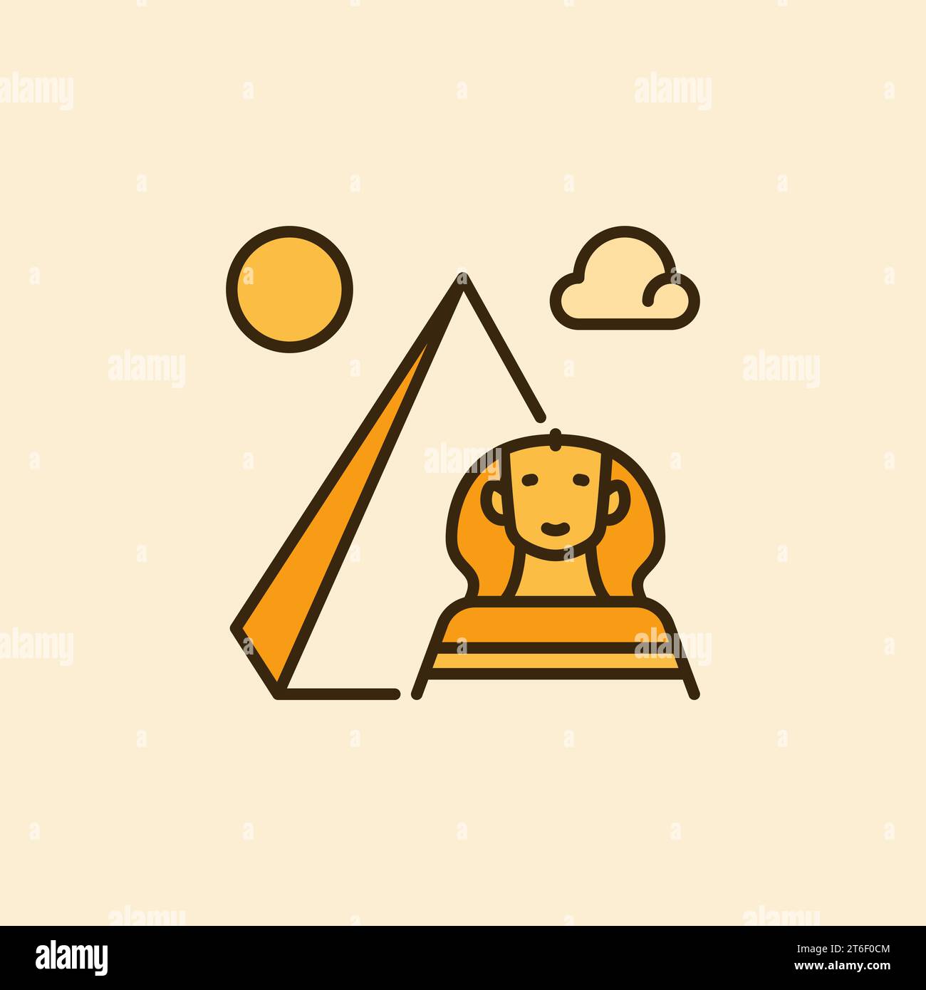 Egyptian Sphinx and Pyramid vector Egypt Landmark concept colored icon ...
