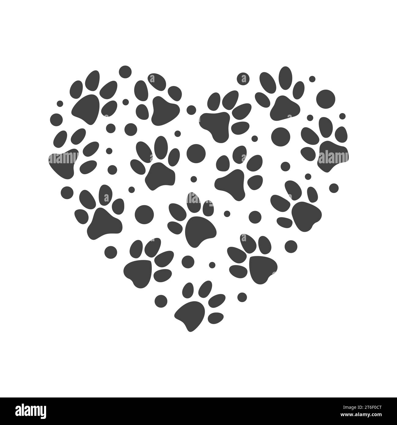 Pet Paw Print Heart - vector I love my Dog concept heart-shaped ...