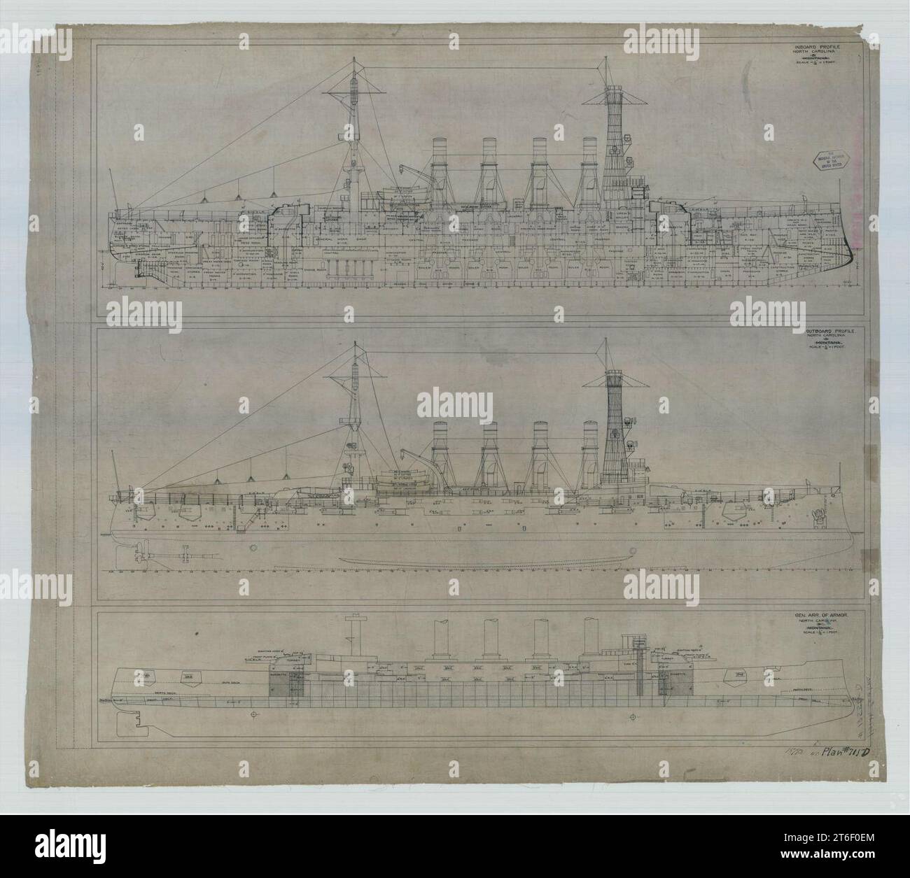 USS North Carolina (ACR-12) Booklet of General Plans Sheet 4 Stock ...