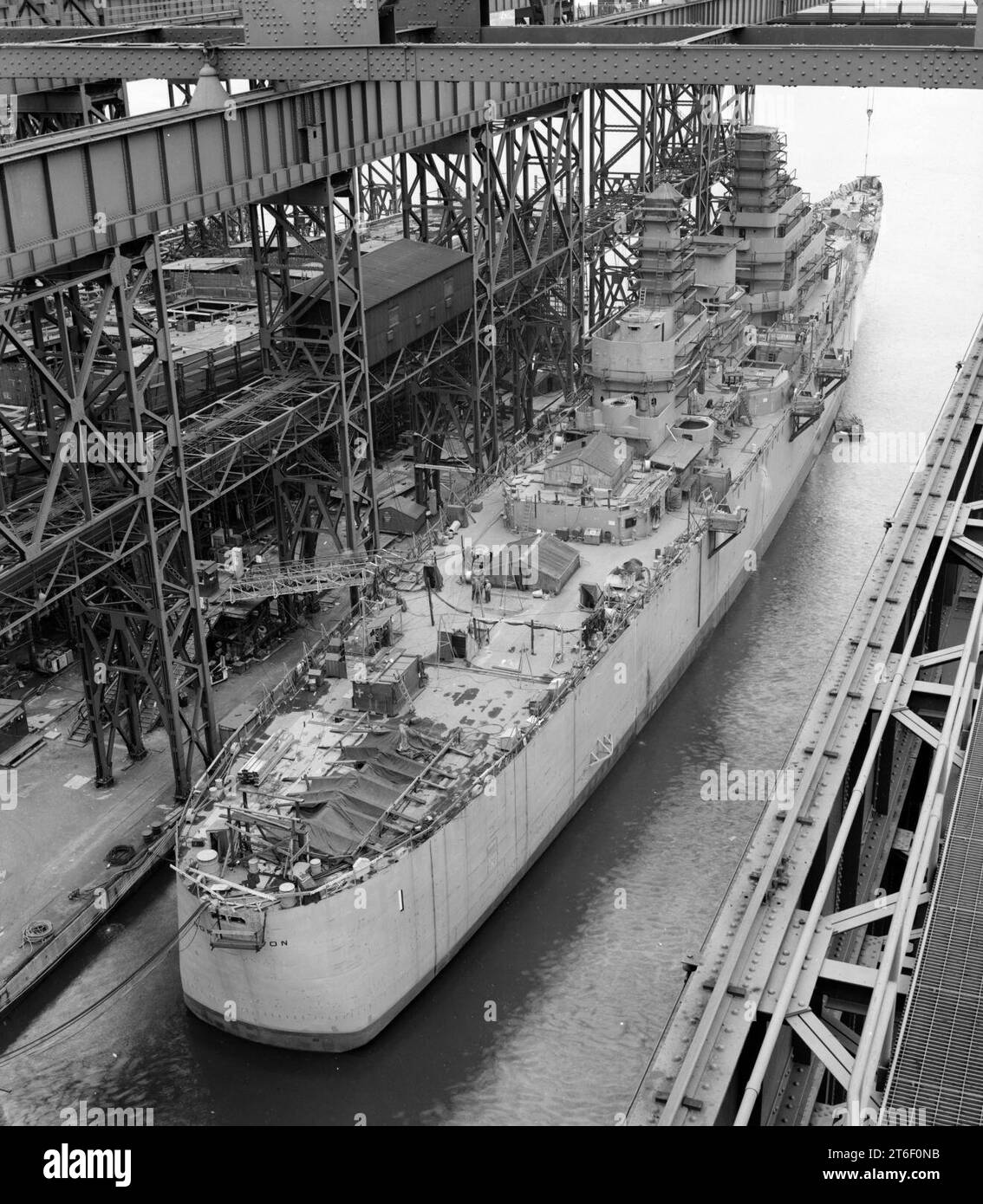 USS Northampton (CLC-1) at the Fore River Shipyard in December 1951 ...