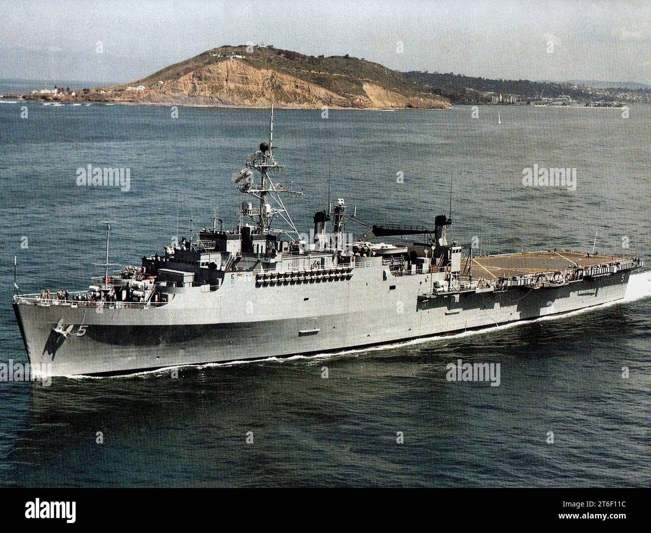 USS Ogden (LPD-5) passing Point Loma c1985 Stock Photo - Alamy