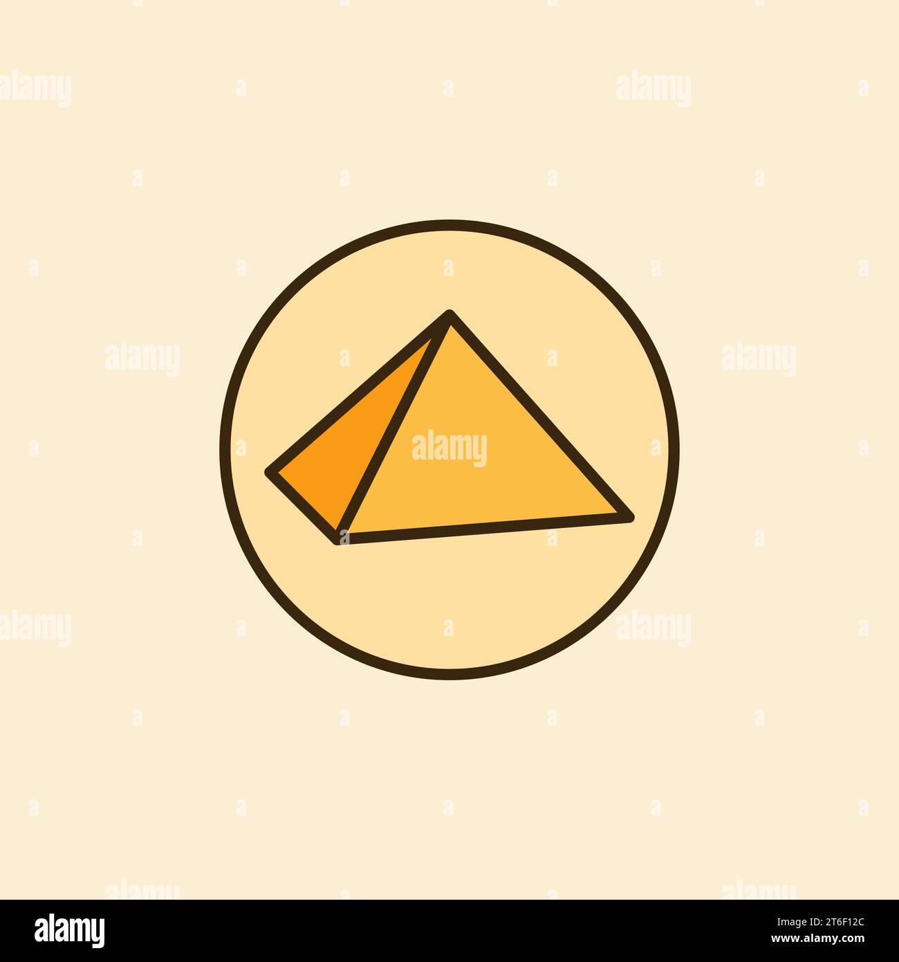 Yellow Egyptian Pyramid in Circle vector Egypt History concept colored ...