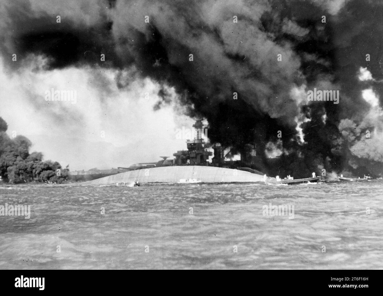 USS Oklahoma (BB-37) at Pearl Harbor with USS Maryland (BB-46) behind ...