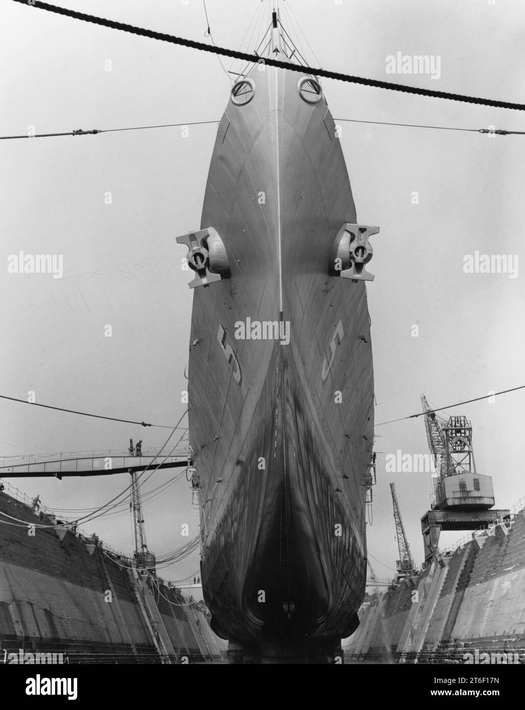 USS Oklahoma City (CLG-5) in drydock at the Hunters Point Naval ...