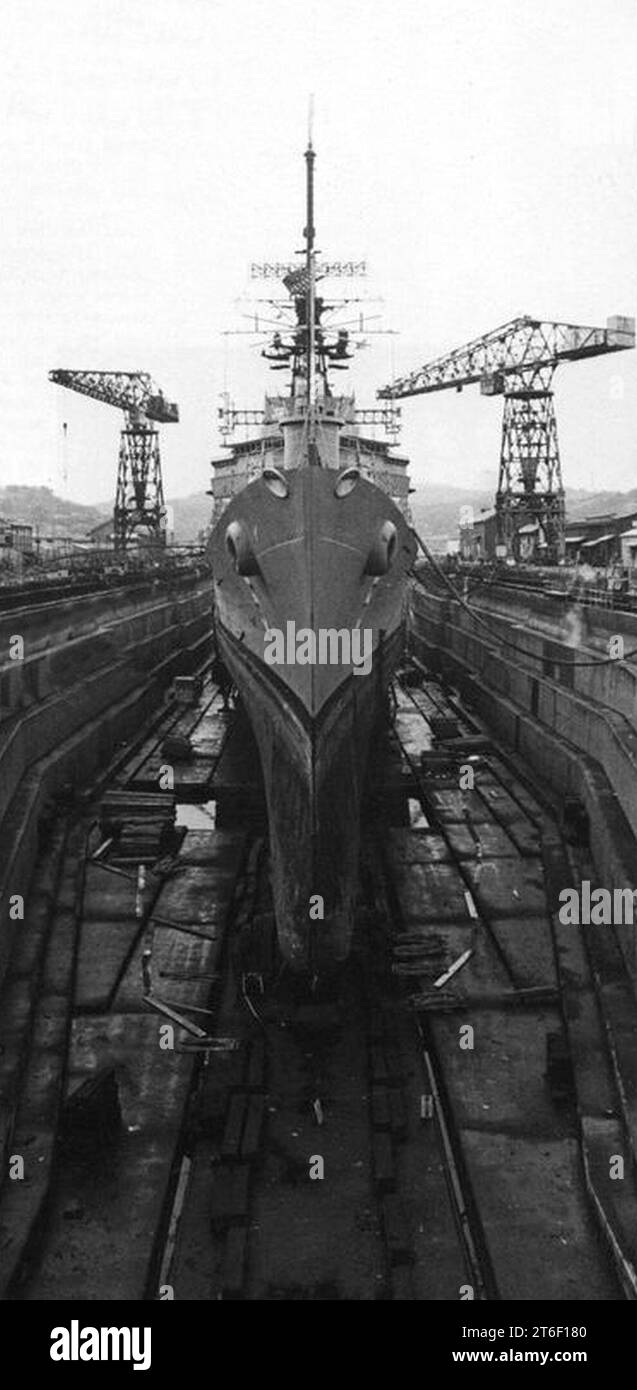 USS Oklahoma City (CG-5) in a dry dock at Fleet Activities Yokosuka ...