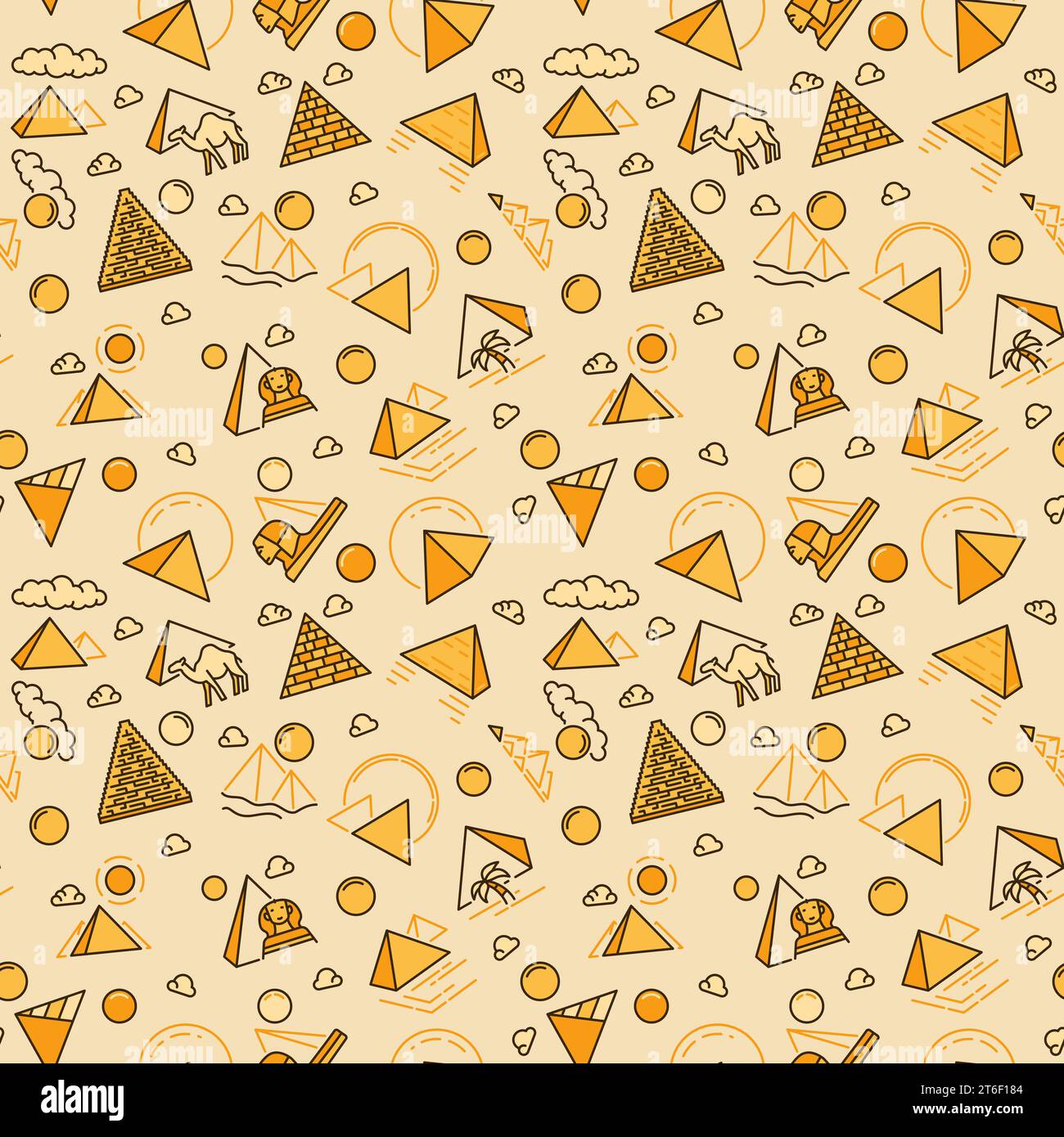 Old Egypt Pyramids vector concept creative colored seamless pattern or ...
