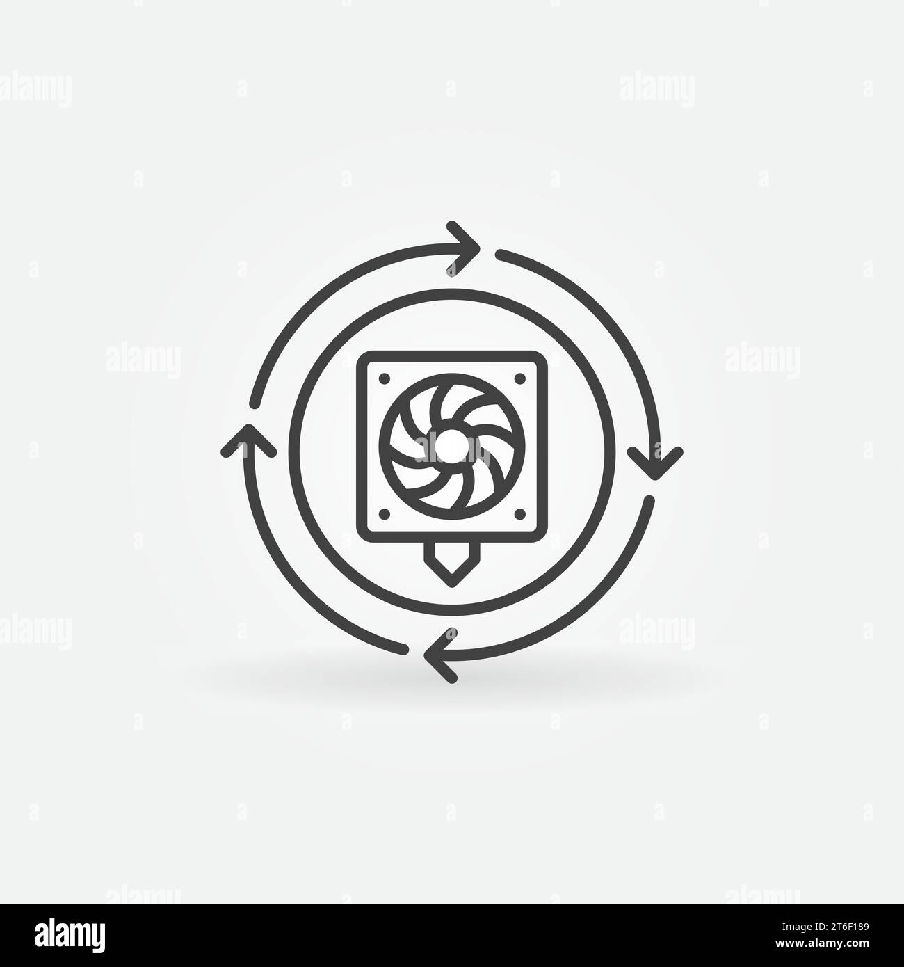 3D Printer Extruder inside Arrows vector concept icon or sign in thin ...