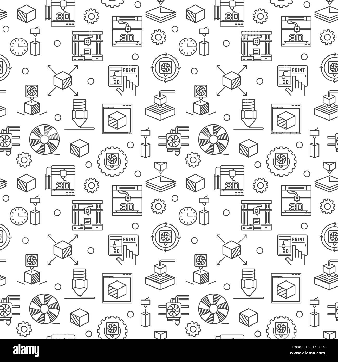 3d Printing vector Additive Technology concept simple seamless pattern ...