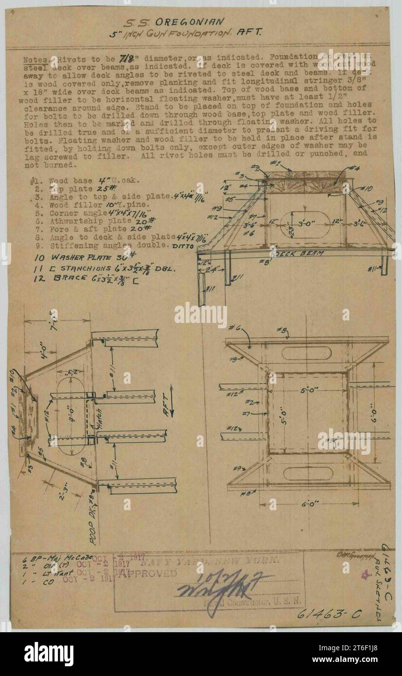 USS Oregonian (ID-1323)- 5'' Inch Gun Foundation. Aft Stock Photo - Alamy