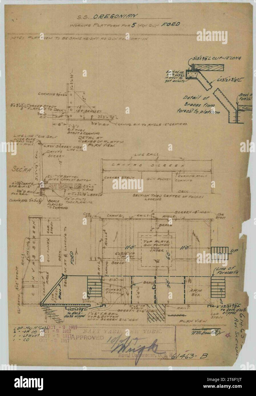 USS Oregonian (ID-1323)- Working Platform for 5 Inch Gun For'd Stock ...