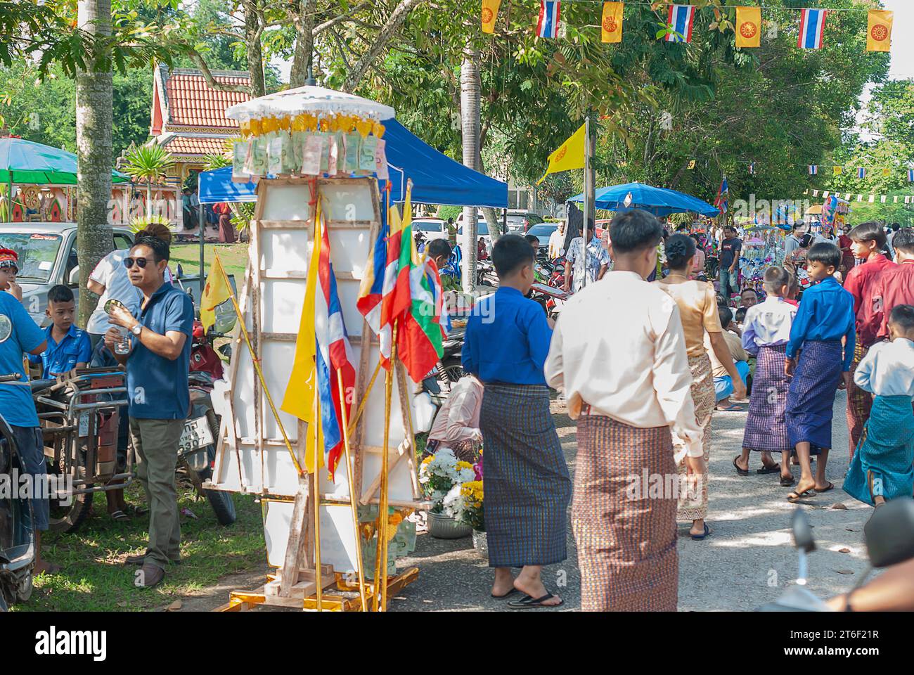 SURATTANI, THAILAND- NOV. 06, 2023: Burmese people dress in national ...
