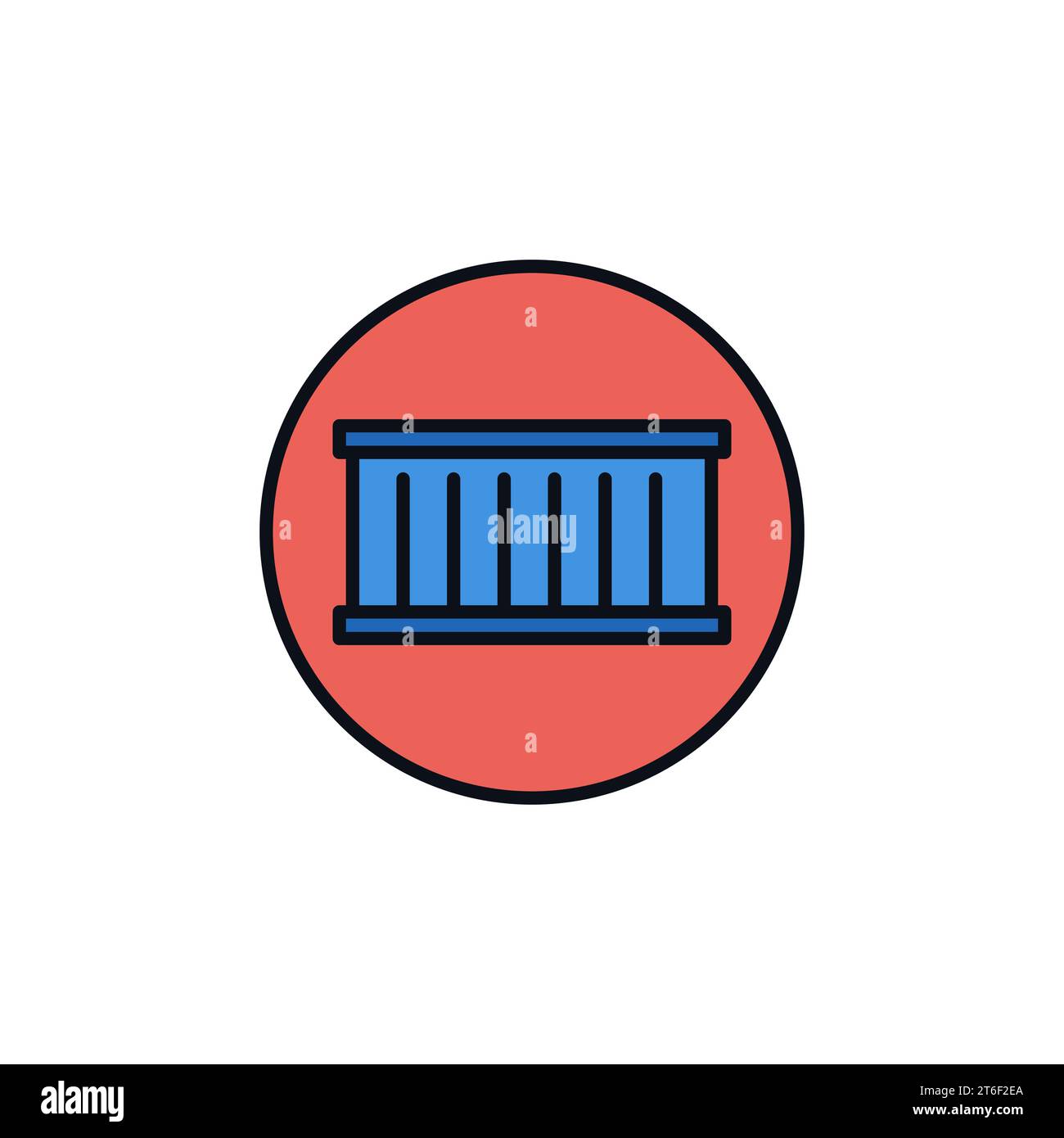 Circle with Blue Shipping Container vector concept round modern icon or ...