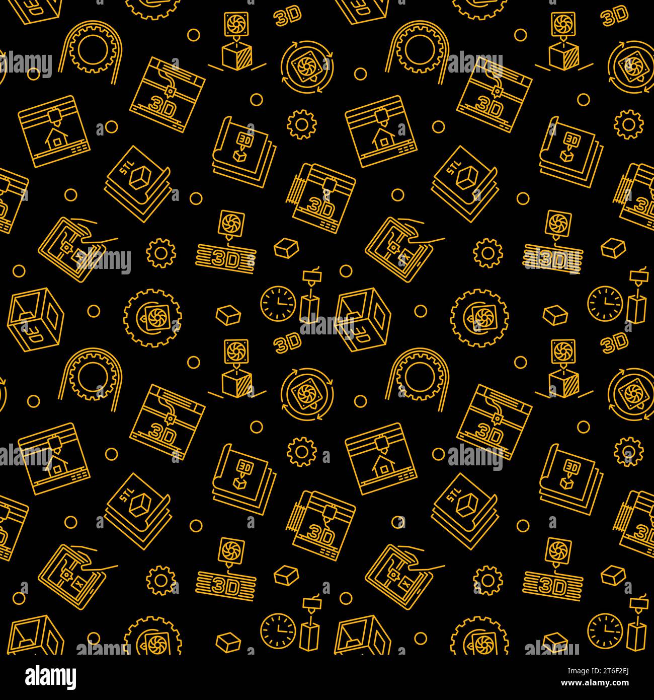 Vector 3D Printing concept linear seamless pattern with dark background ...