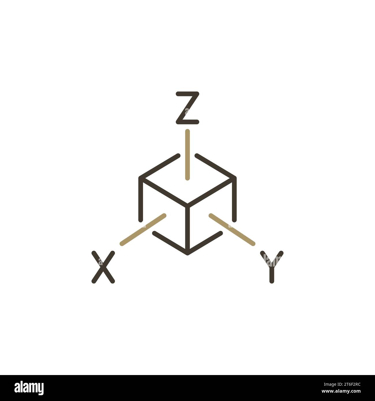 X Y Z Axis cube vector Tridimensional Coordinate Spaces concept colored ...