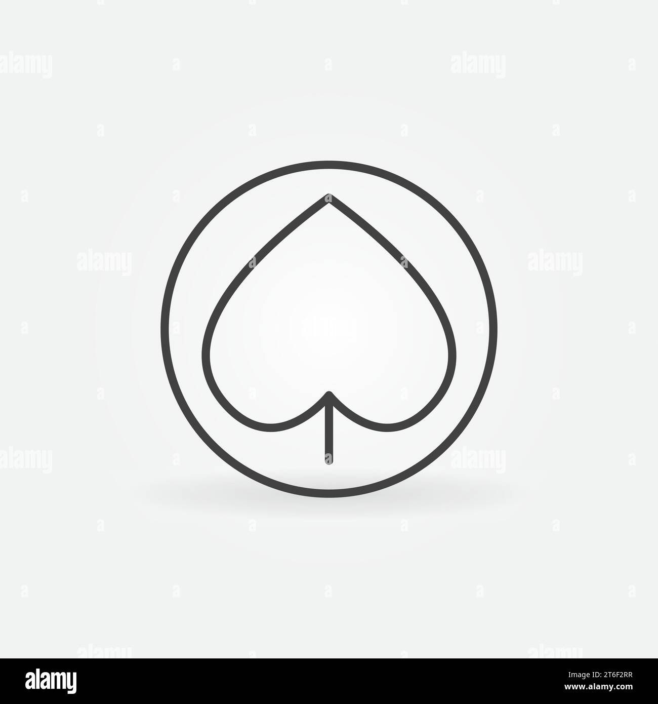Spades Playing Card Suit vector concept round thin line icon or symbol ...