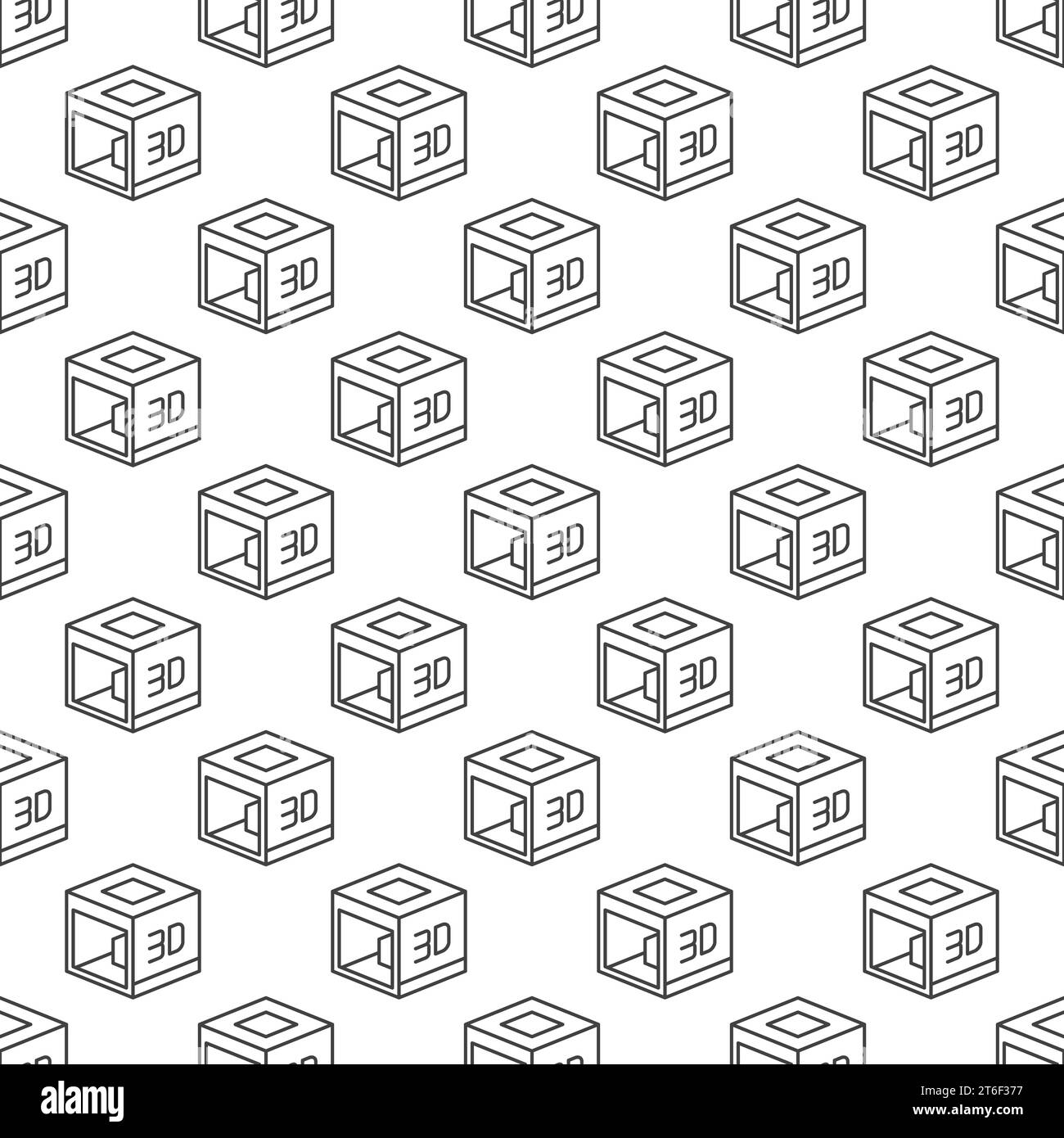 Vector 3d Printer Concept Linear Minimal Seamless Pattern Or Geometric