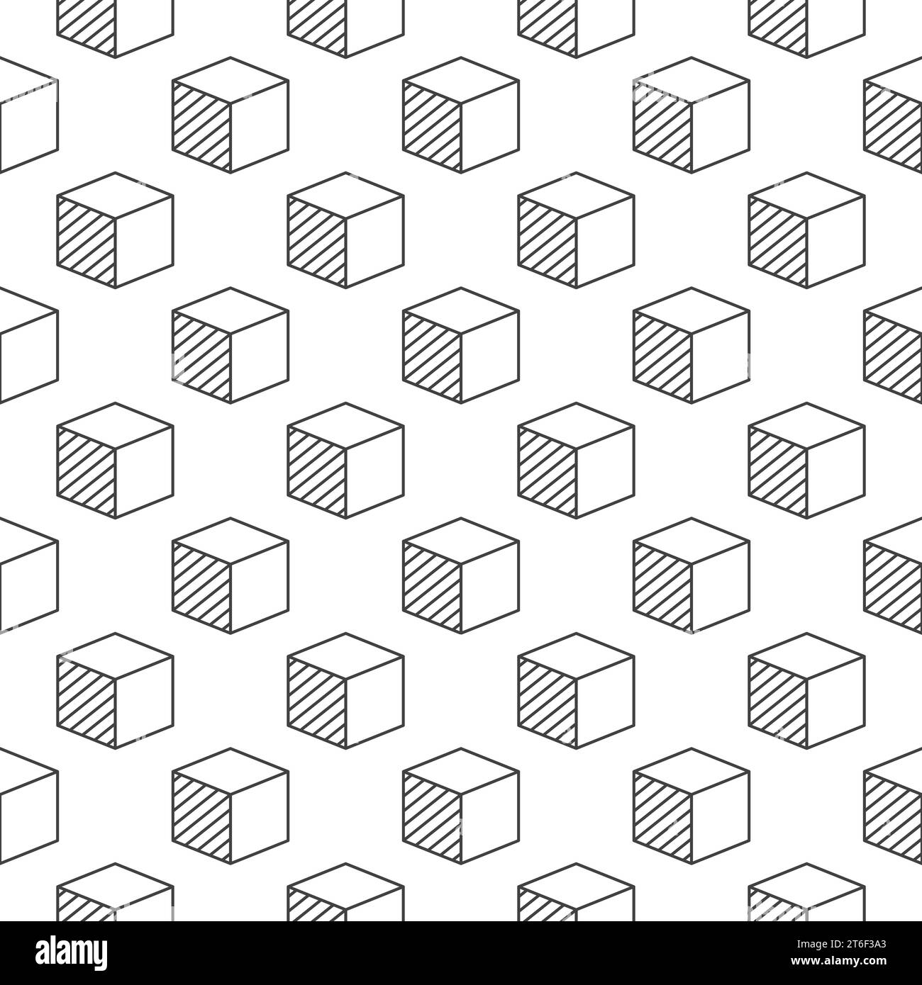 3d Printed Cube Concept Outline Minimal Geometric Pattern Vector Seamless Background Stock