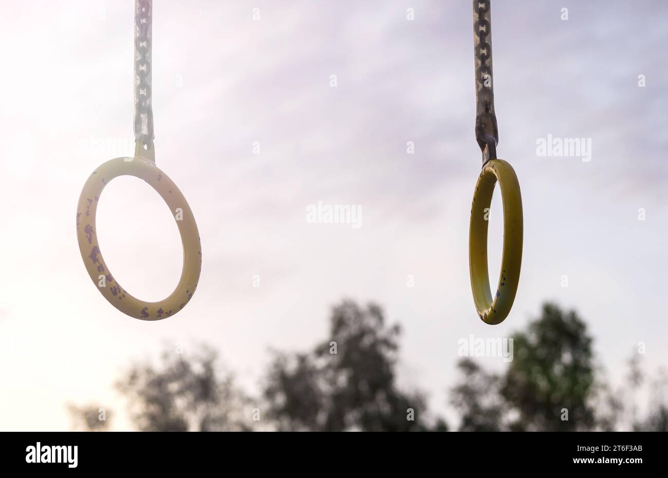 Sports rings. Sport, fitness, street workout concept.Sports ground ...