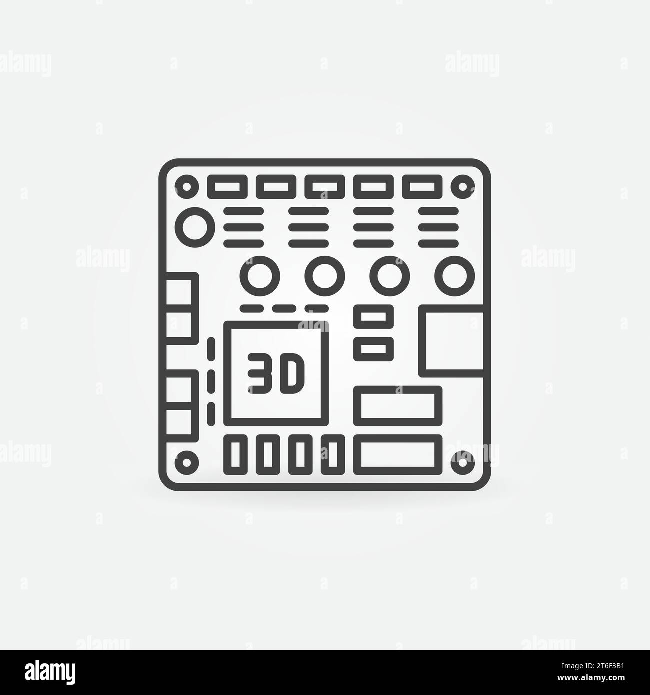 Motherboard for 3D printer vector concept icon or symbol in outline ...