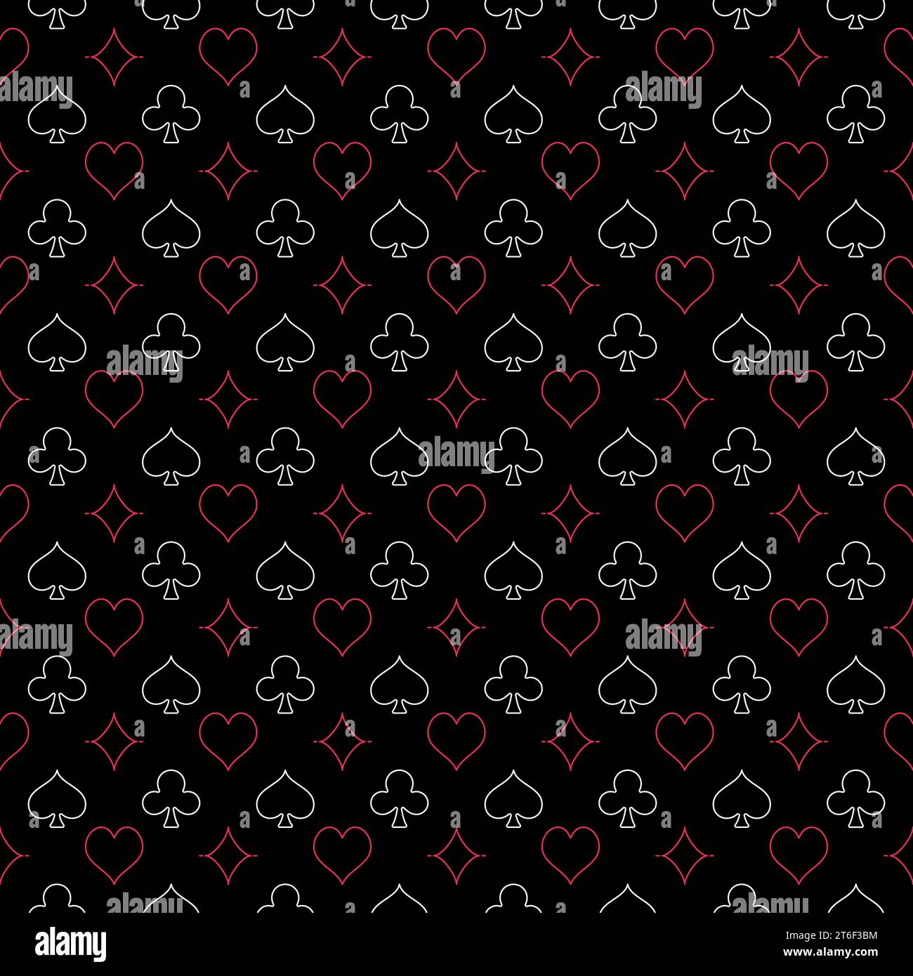 Seamless geometric pattern with playing card suits thin line symbols ...