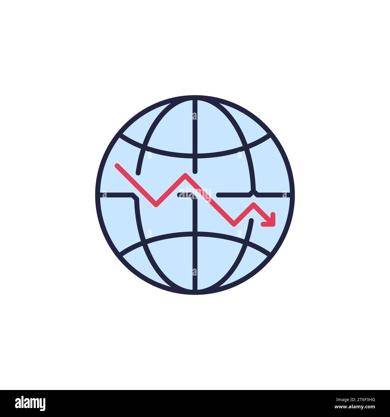 Earth Globe with Falling Arrow vector World Financial Crisis concept ...