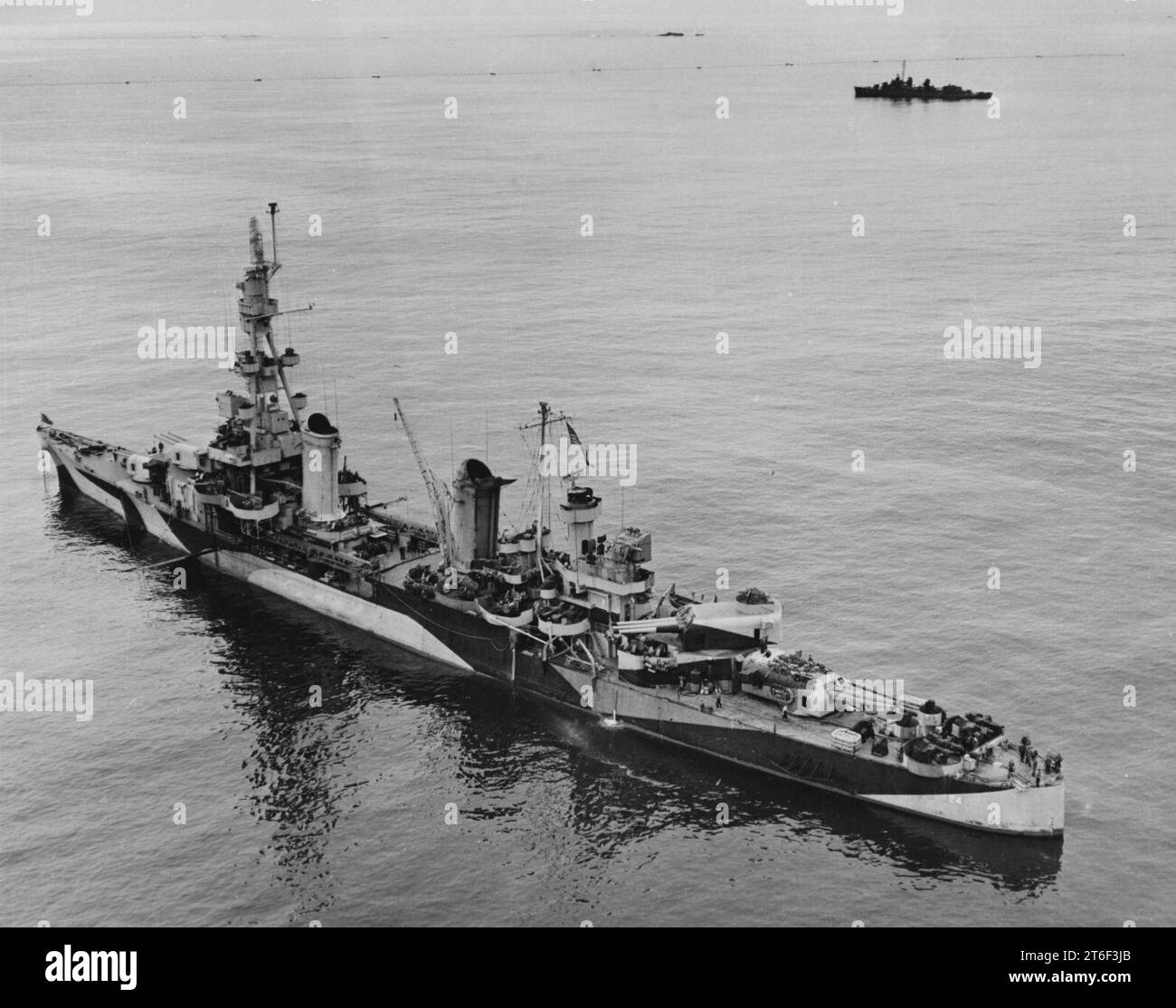 USS Pensacola (CA-24) in Massacre Bay, Attu Island, on 9 June 1944 ...