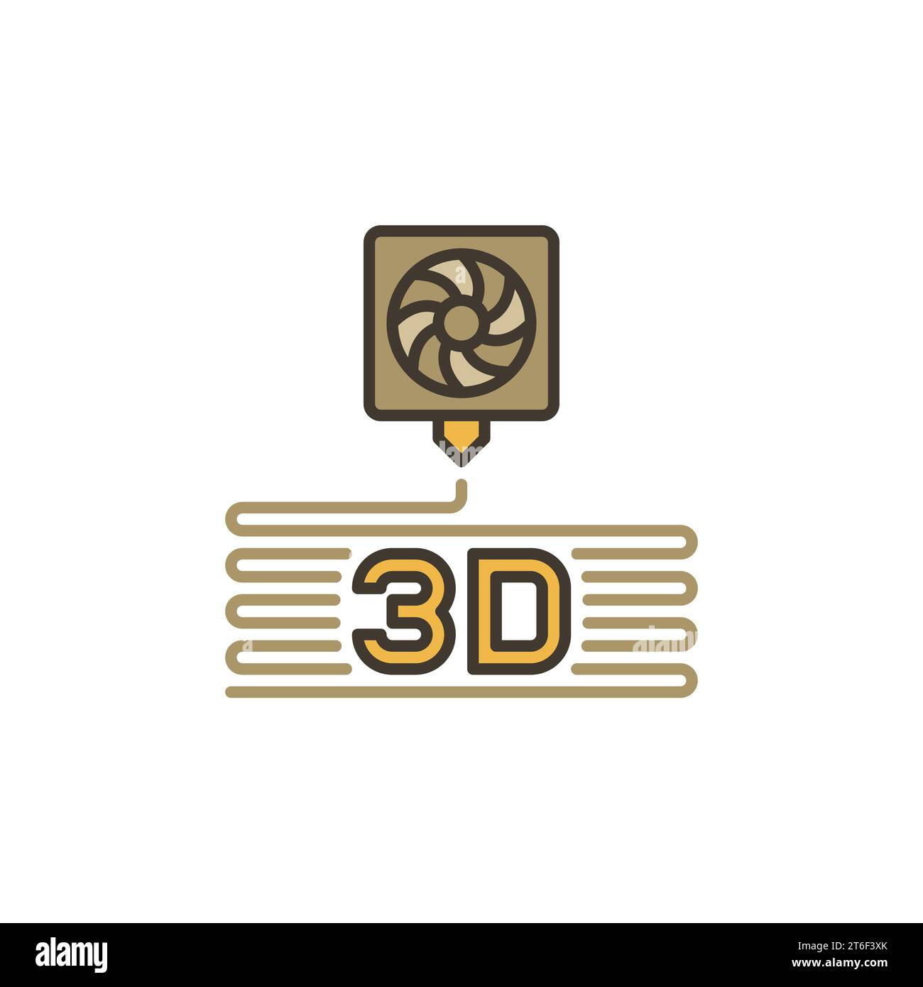 Printer Extruder vector 3D Printing concept colored icon or symbol ...