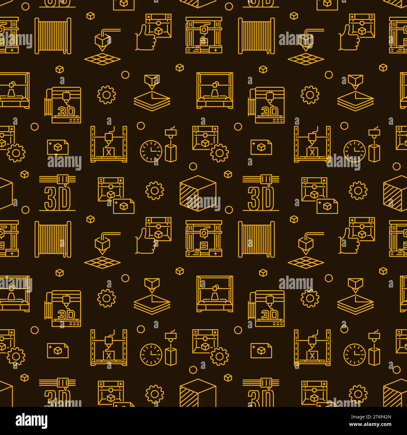 3d Printing Technology concept minimal seamless pattern in outline ...