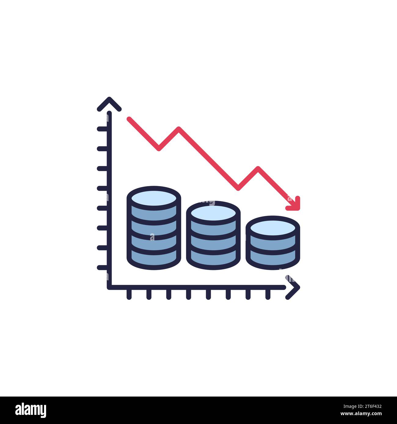 Coins with Inflation Graph vector concept colored icon or logo element ...