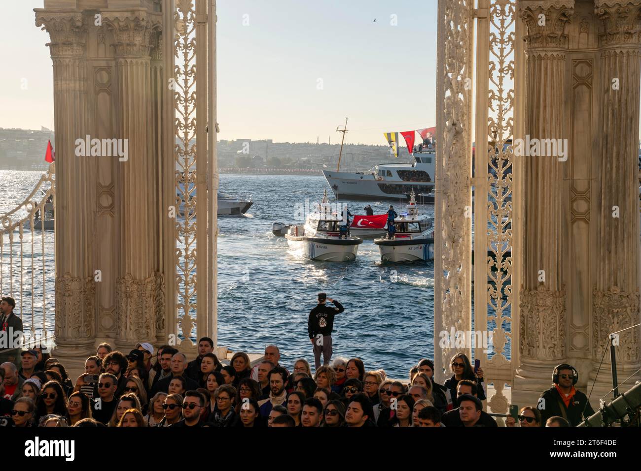 Besiktas, Istanbul, Turkey. 10th Nov, 2023. People observe a minute of ...