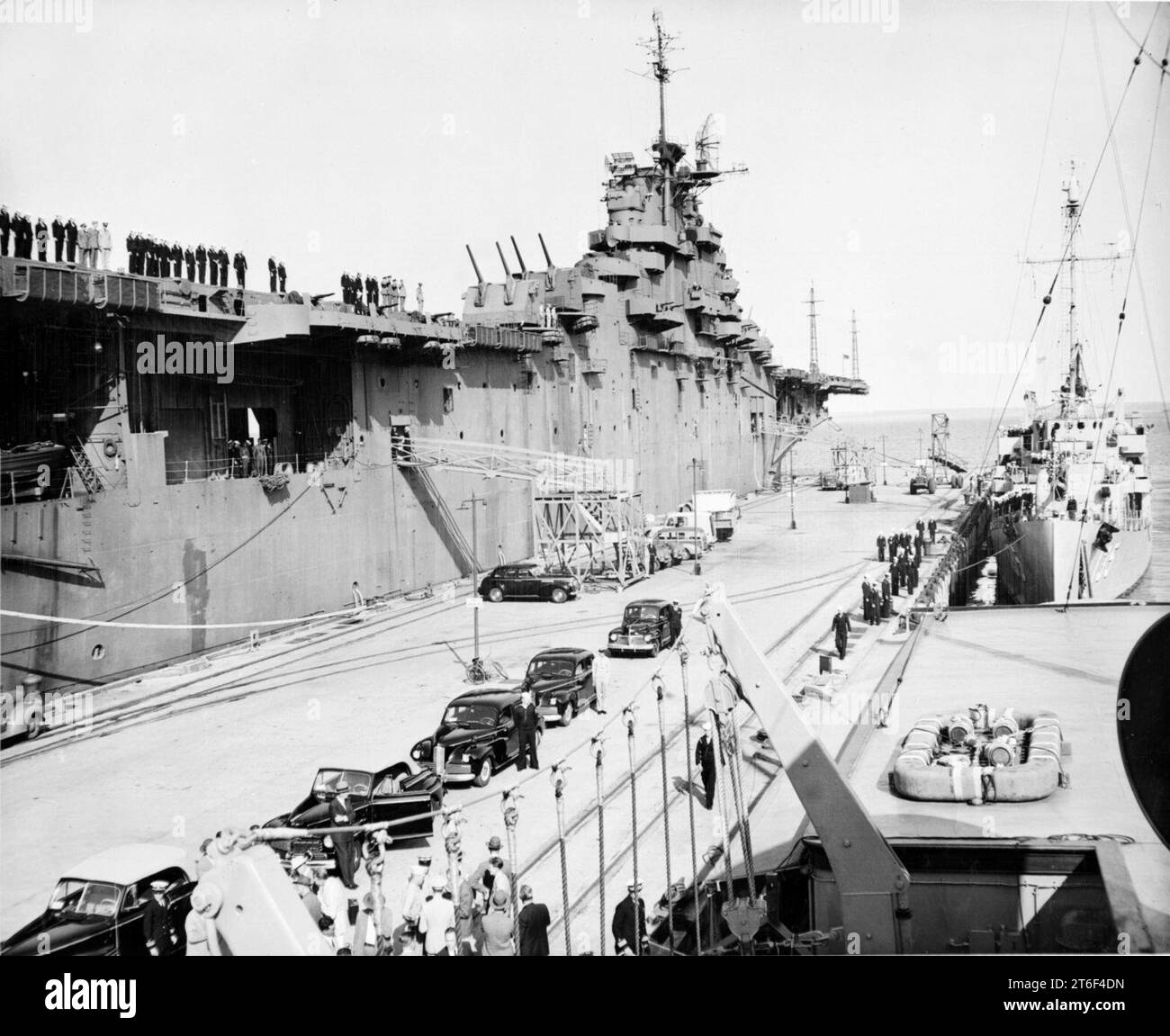 USS Philippine Sea (CV-47) and USS Weiss (APD-135) at Quonset Point ...