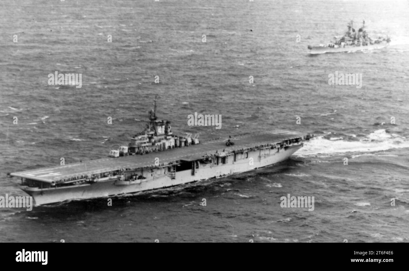 USS Philippine Sea (CV-47) and USS Wisconsin (BB-64) during arctic ...