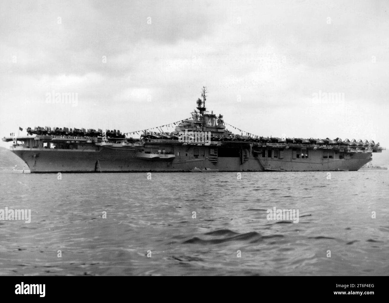 USS Philippine Sea (CV-47) anchored off Argostolion 1948 Stock Photo ...