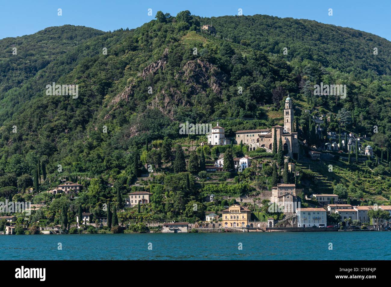 The stunning village of Morcote situated on Lugano Lake in Switzerland ...