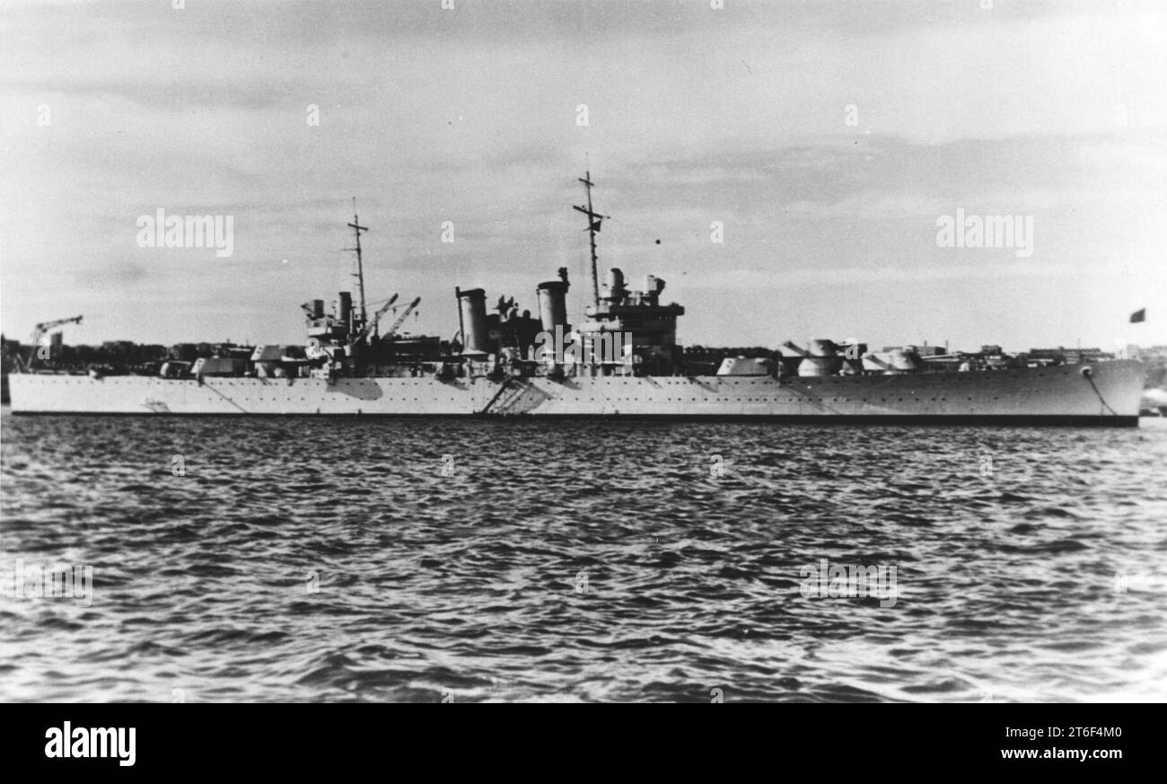 USS Phoenix (CL-46) at anchor, circa in 1939 Stock Photo - Alamy