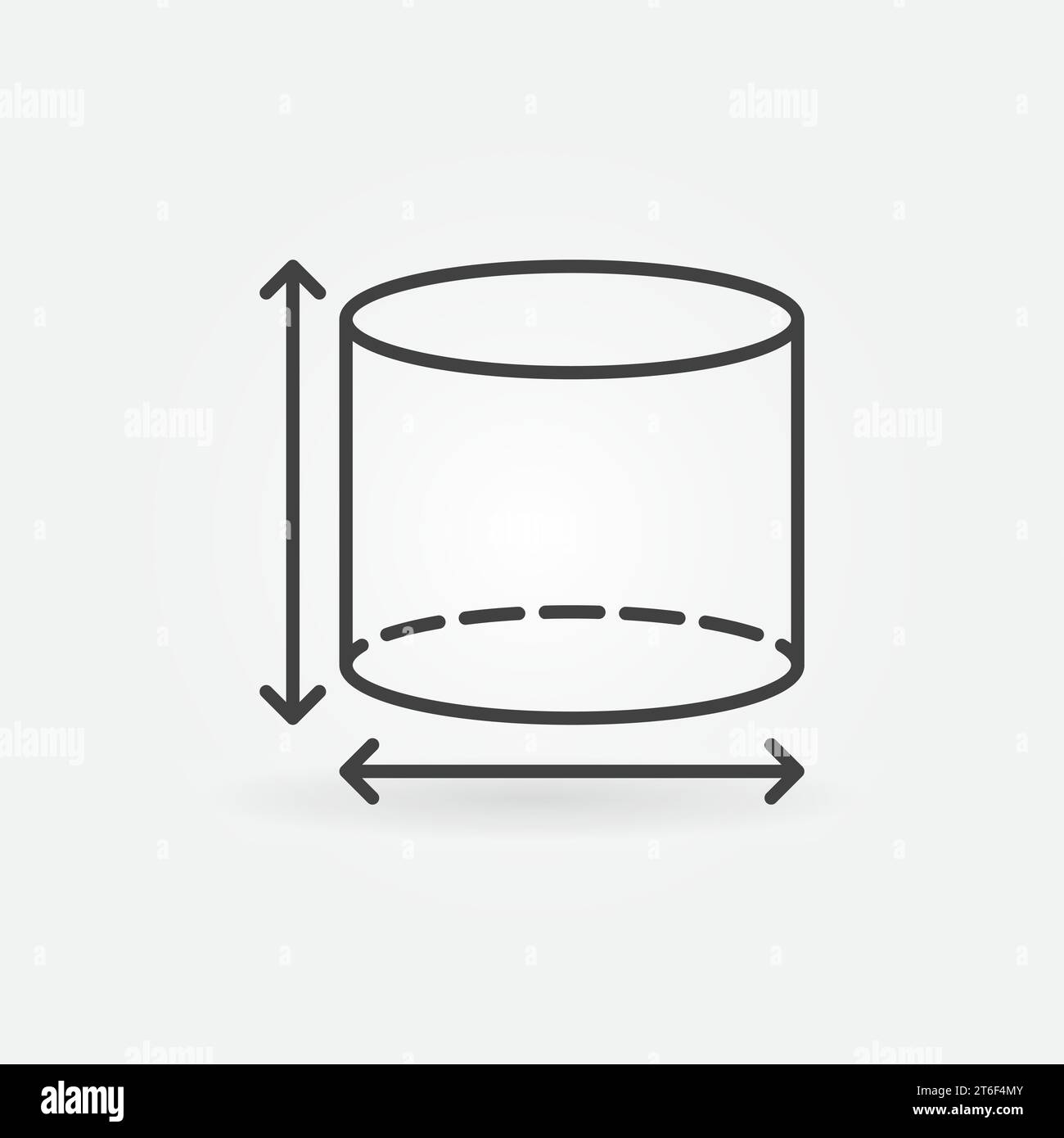 Cylinder Dimensions vector concept icon or symbol in thin line style ...