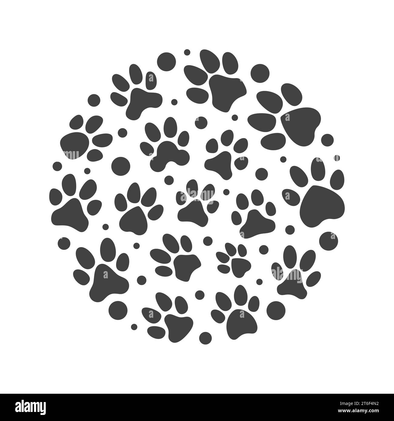 Paw print round vector minimal illustration - Animal Footprints circle ...