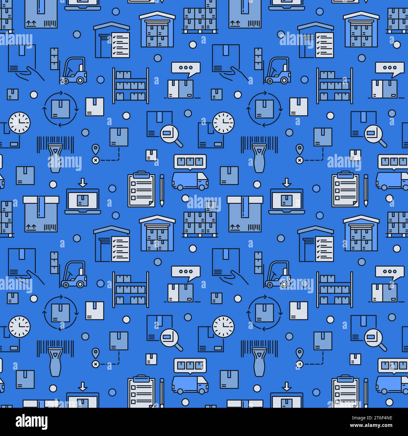 Warehouse vector concept blue seamless pattern or Inventory modern ...