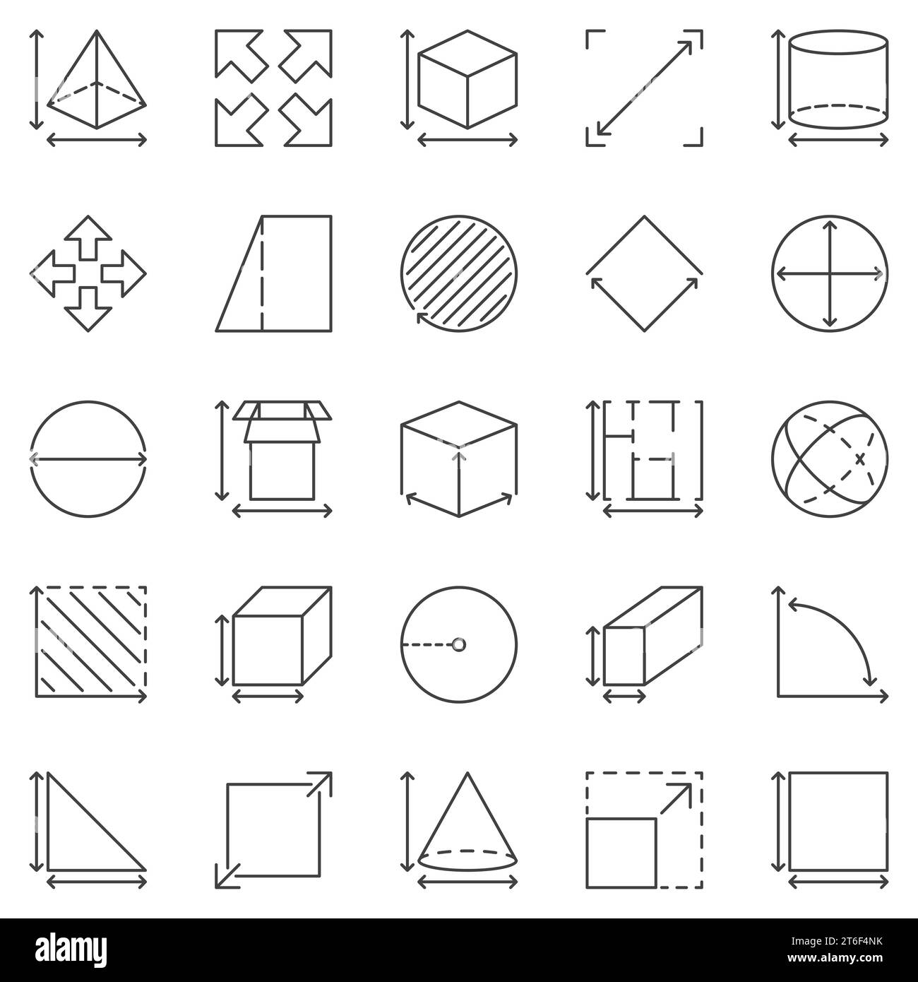 Dimension and Size outline icons set. Perimeter and Measuring concept ...