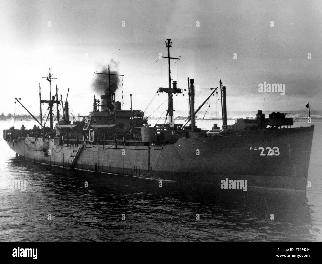 USS Pitt (APA-223) at anchor, circa in 1945 (USN 1044190 Stock Photo ...