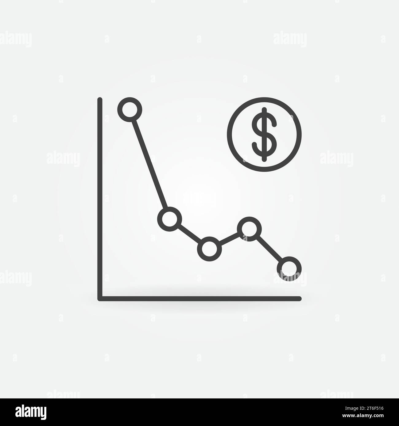 Falling Graph vector thin line Dollar Inflation concept icon or symbol ... Falling Graph vector thin line Dollar Inflation concept icon or symbol ...
