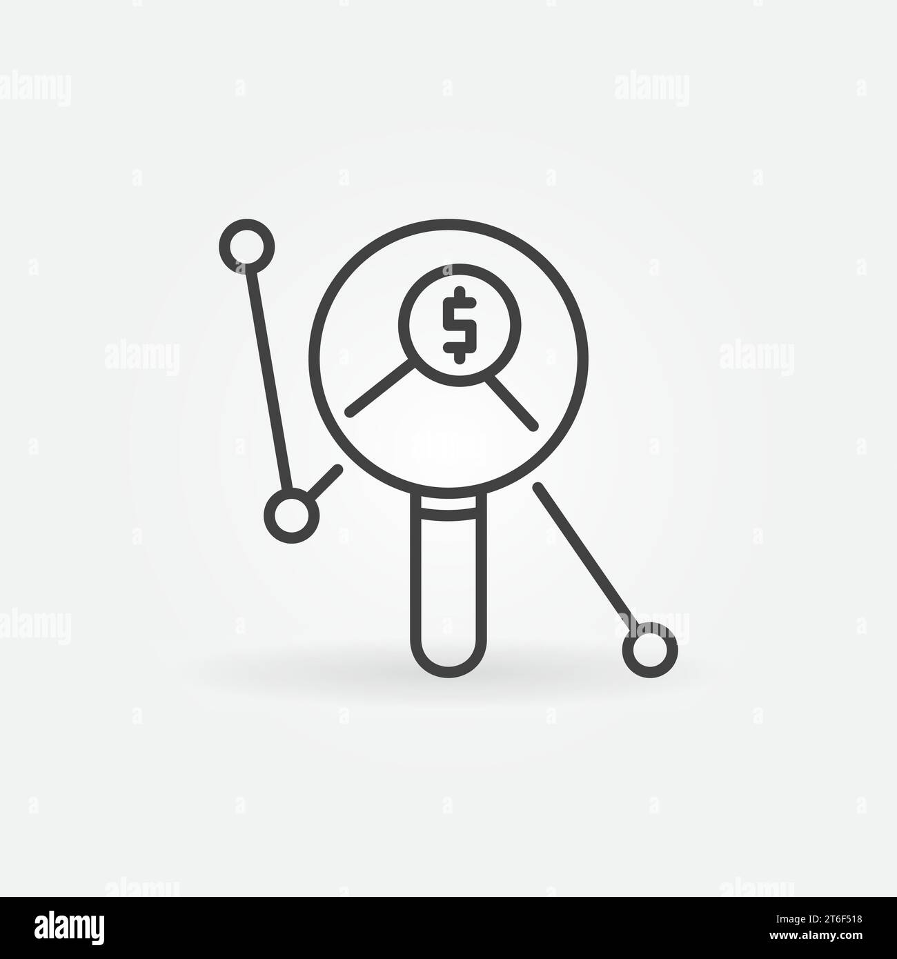 Inflation Chart with Magnifying Glass vector concept outline icon or ...